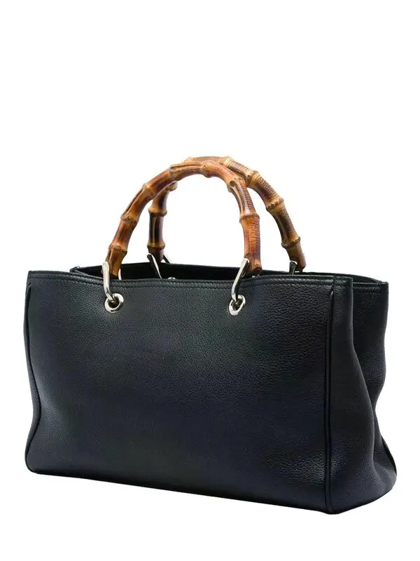 Gucci 2016-2026 Medium Calfskin Bamboo Shopper Satchel - Black