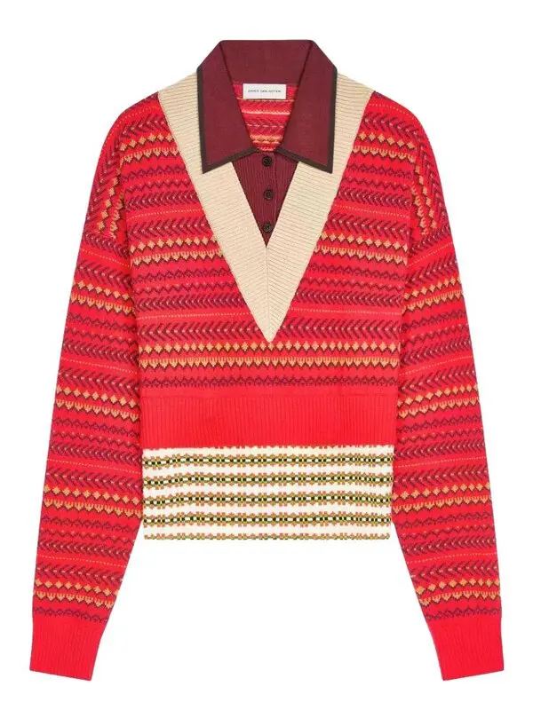 Dries Van Noten Boxy Wool Sweater - Red