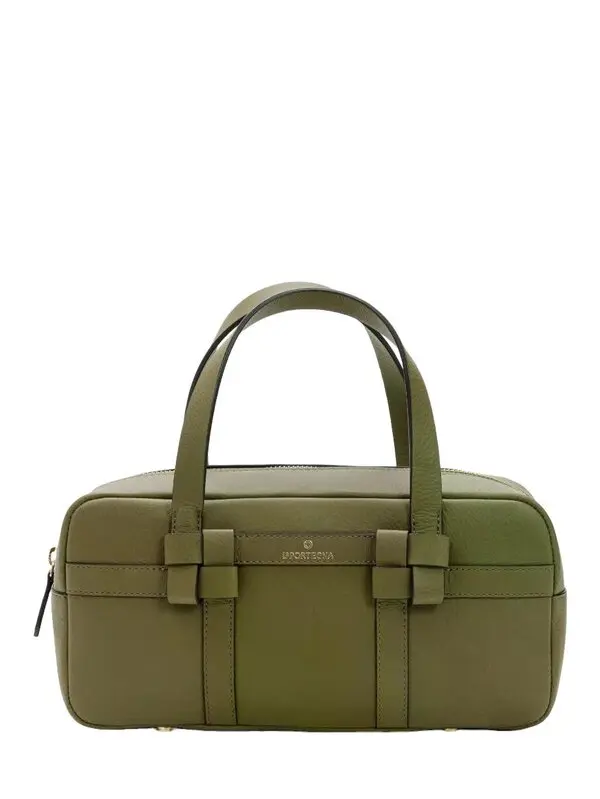 LA PORTEGNA Bibi Knotted Leather Tote Bag - Green
