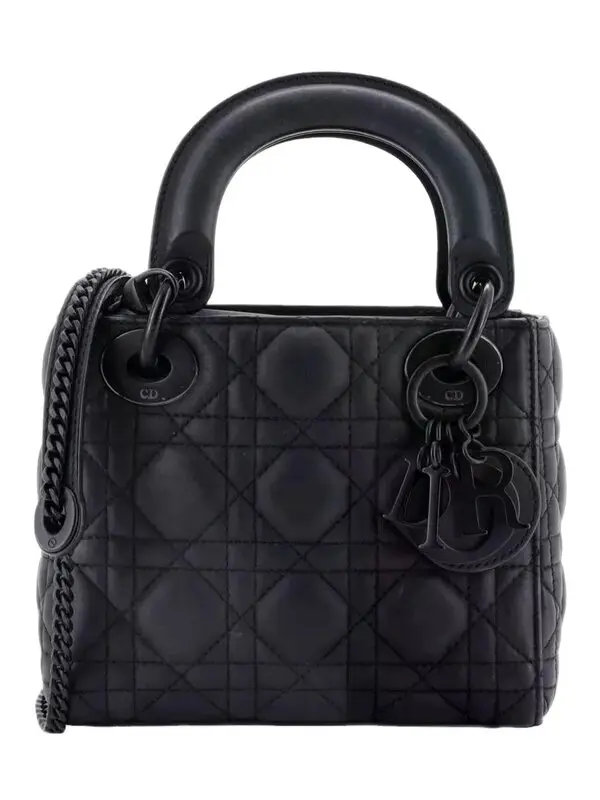 Dior Ultra Matte Lady Chain Bag Cannage Quilt Calfskin Mini Shoulder Bag - Black