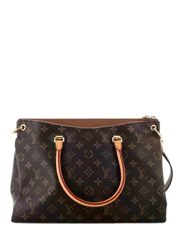 LOUIS VUITTON Pallas Tote Monogram Canvas With Leather Shoulder Bag - Brown