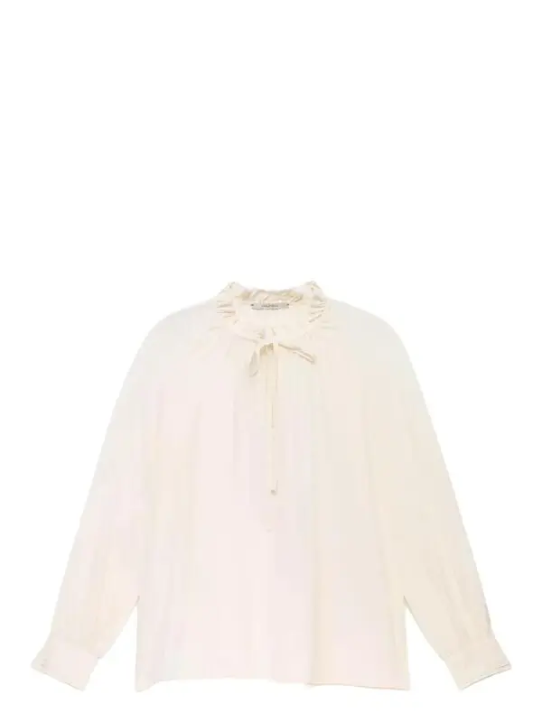 Malìparmi Ruffled Silk-blend Blouse - Neutrals