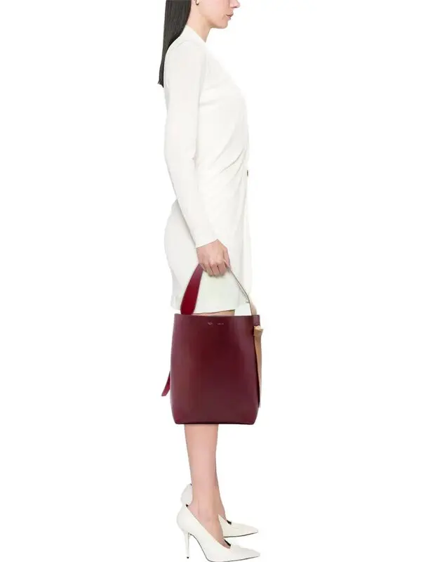 Celine 2016 Small Smooth Bicolor Calfskin Twisted Cabas Tote Bag - Red