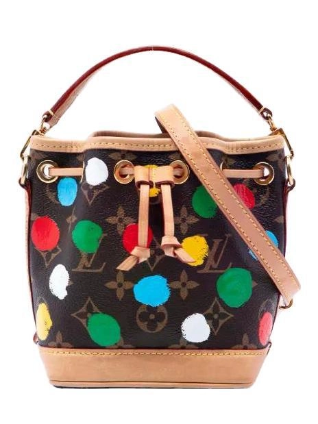 LOUIS VUITTON 2023 Yayoi Kusama Monogram Painted Dots Nano Noe Bucket Bag - Brown