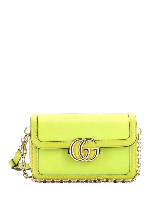 Gucci Go Gg Canvas With Leather Small Shoulder Bag - Green