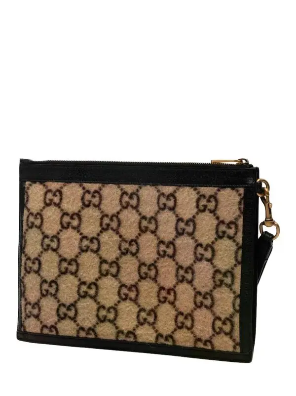 Gucci 2000-2015 Gg Wool Clutch Bag - Neutrals