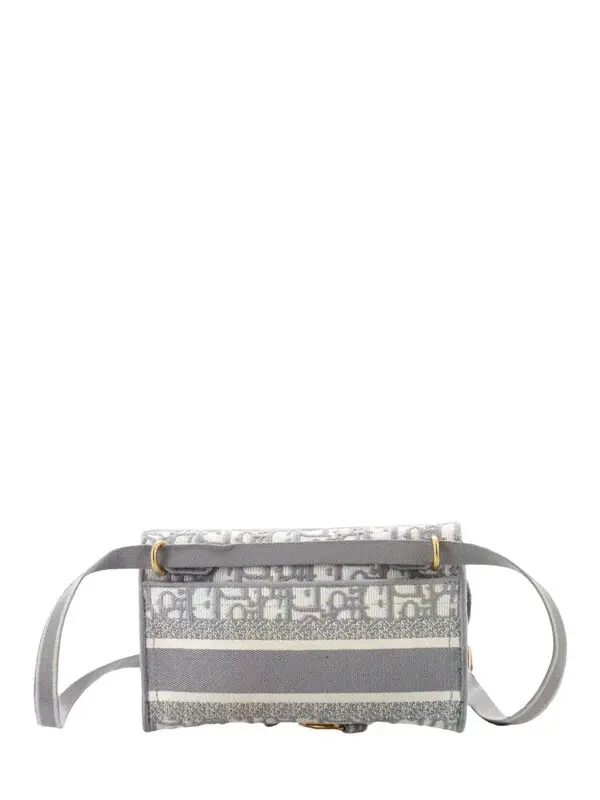 Dior Saddle Slim Pouch Logo Embroidered Oblique Canvas Belt Bag - Grey