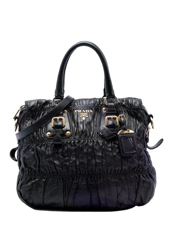 Prada 2010-2026 Nappa Gaufre Satchel - Black