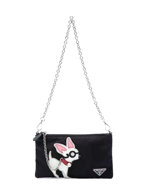 Prada 2000-2013 Tessuto Chihuahua Chain Pouch Shoulder Bag - Black