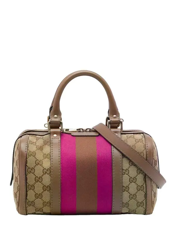 Gucci 2016-2026 Small Gg Canvas Web Joy Boston Bag Satchel - Neutrals