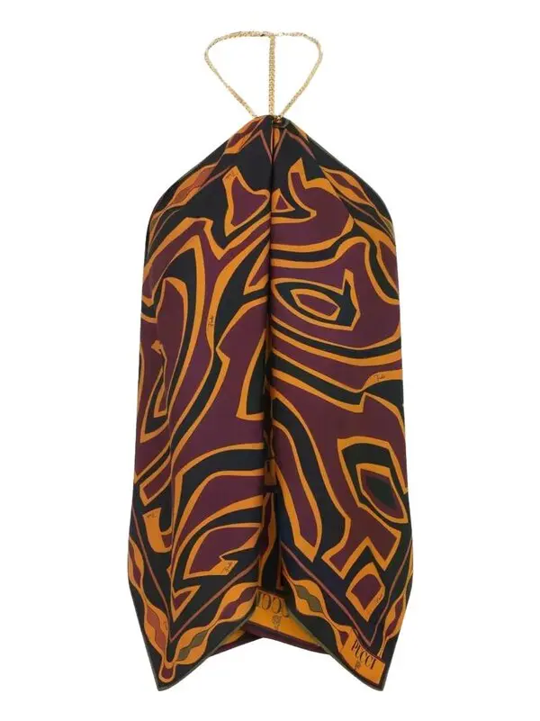Emilio Pucci Abstract-print Chain-strap Top - Black