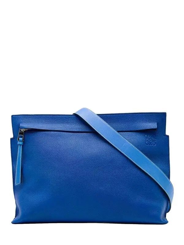 Loewe 2018 Leather Anagram T Pouch Crossbody Bag - Blue