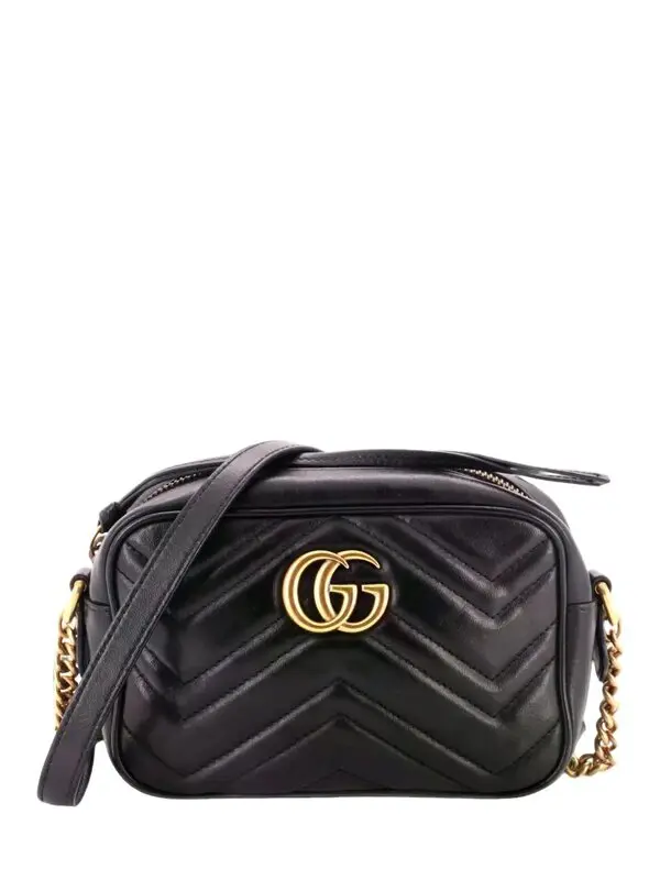 Gucci Gg Marmont Shoulder Bag Matelasse Leather Mini Crossbody Bag - Black
