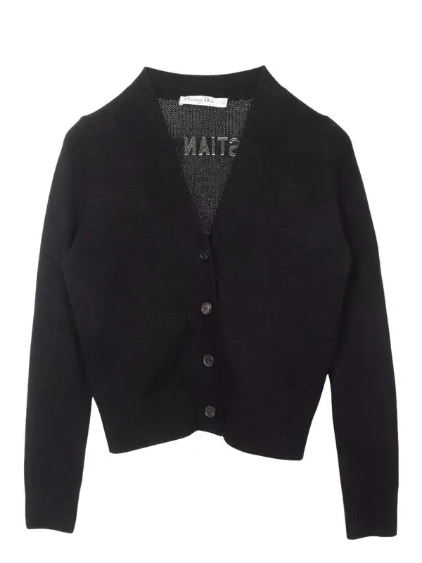 Dior 2010s Logo-embroidered Cardigan - Black