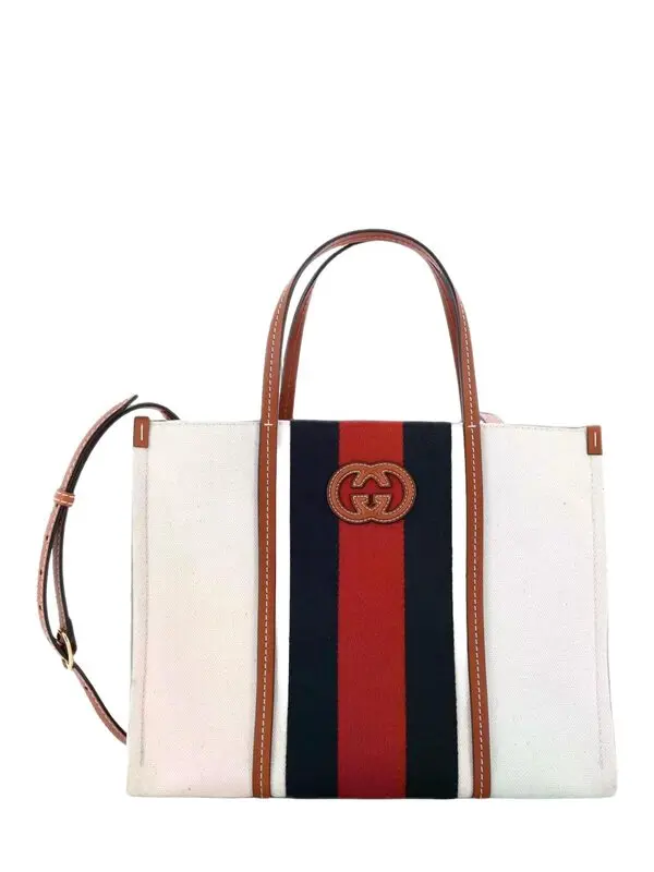 Gucci Interlocking G Web Canvas Medium Tote Bag - Neutrals