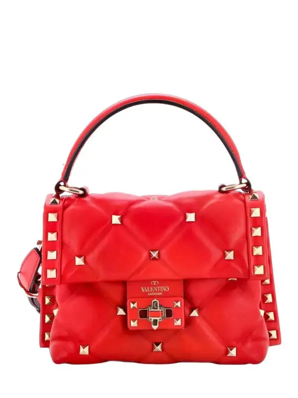 Valentino Garavani Candystud Top Handle Bag Leather Mini Satchel - Red