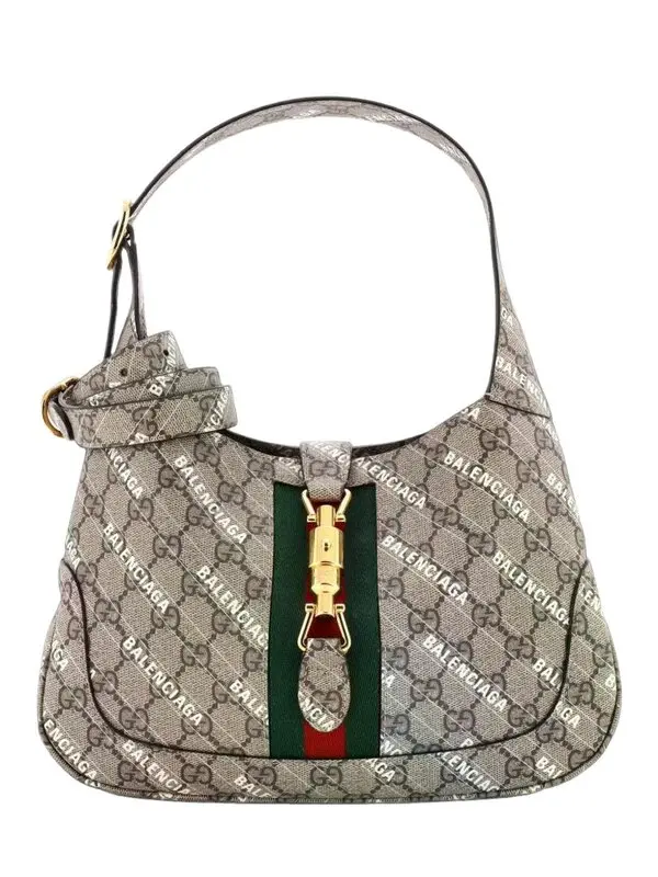 Gucci X Balenciaga The Hacker Project Jackie 1961 Gg Coated Canvas Small Shoulder Bag - Brown