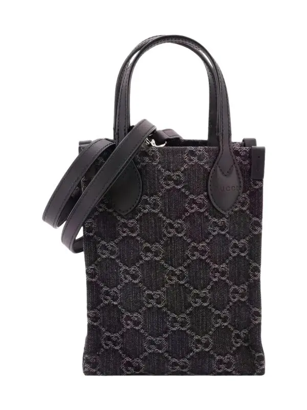 Gucci Vertical Gg Denim Mini Tote Bag - Black
