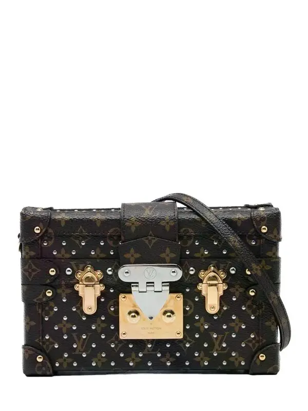 LOUIS VUITTON 2013 Monogram Studded Petite Malle Crossbody Bag - Brown