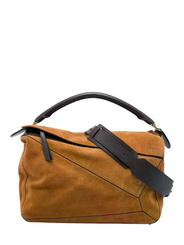 Loewe 2015 Large Suede Puzzle Satchel - Brown