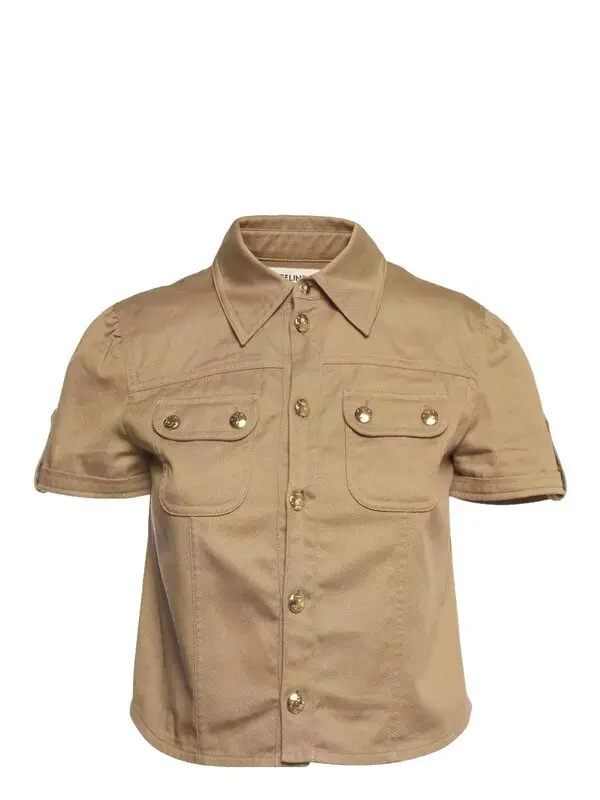 Celine Cropped Utility Shirt - Neutrals