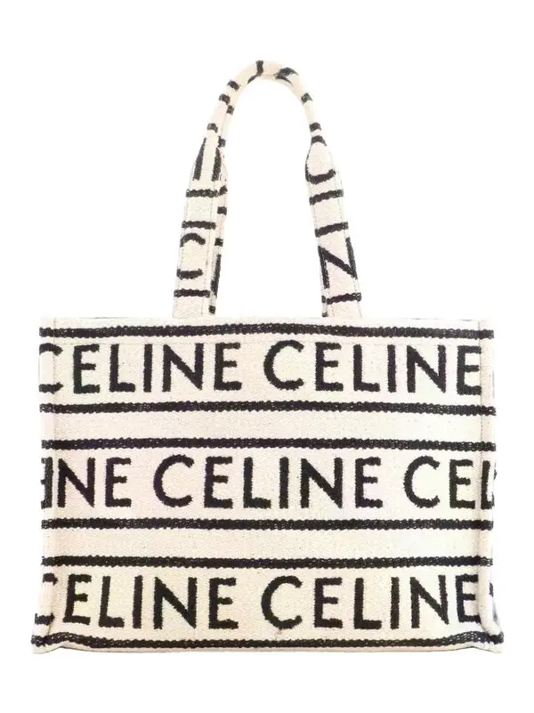 Celine Cabas Thais Logo All Over Textile Large Tote Bag - Neutrals