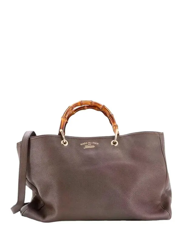 Gucci Bamboo Shopper Leather Large Tote Bag - Brown