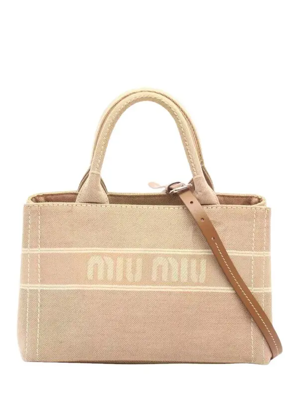 Miu Miu 2000s Logo-print Two-way Tote Bag - Neutrals