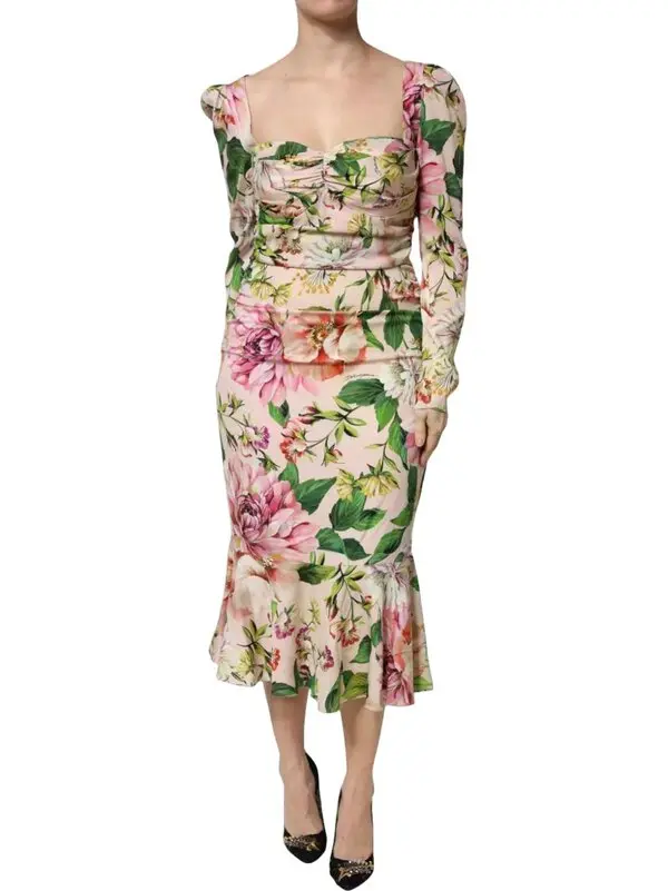 Dolce & Gabbana Floral-print Midi Dress - Pink