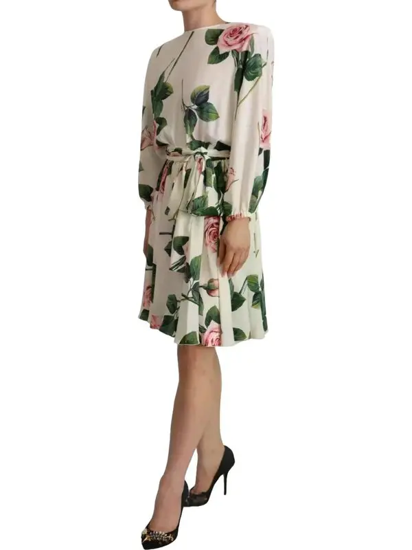 Dolce & Gabbana Rose-print Mini Dress - White