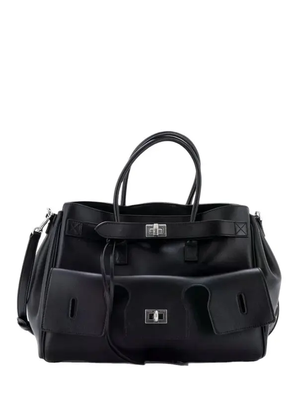Balenciaga Bel Air Carry All Bag Leather Small Tote Bag - Black
