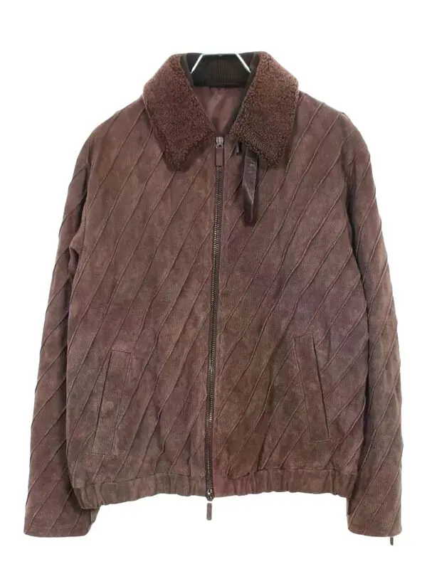 Giorgio Armani 2010s Textured Zip-up Jacket - Brown