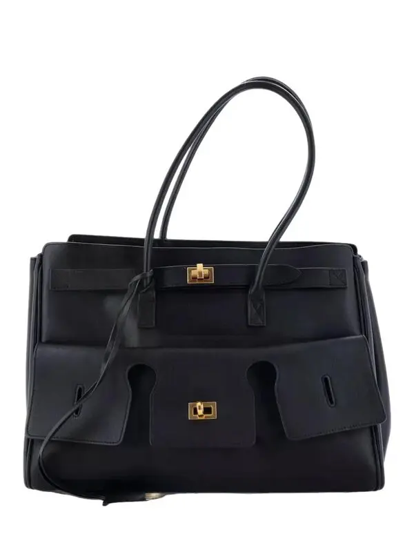 Balenciaga Bel Air Carry All Bag Leather Medium Tote Bag - Black