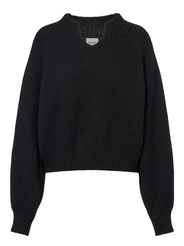 Khaite Cropped Cashmere Sweater - Black