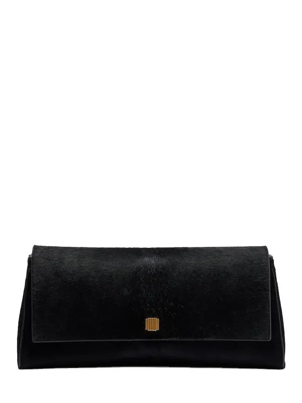 Khaite Audrey Medium Calf Hair Clutch - Black
