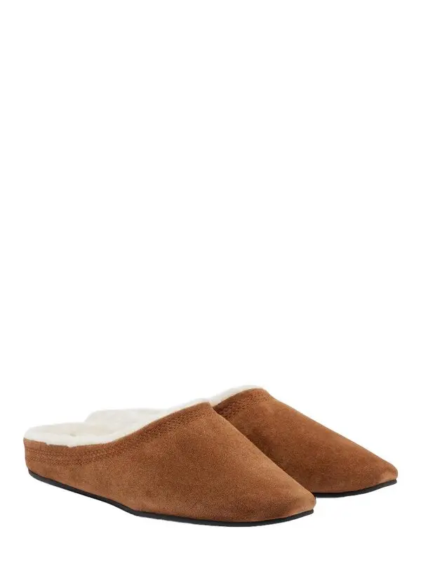 Veronica Beard Narcisa Shearling-lined Suede Mules - Brown