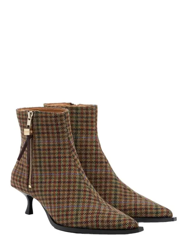GANNI Anna Checked Ankle Boots - Multicoloured