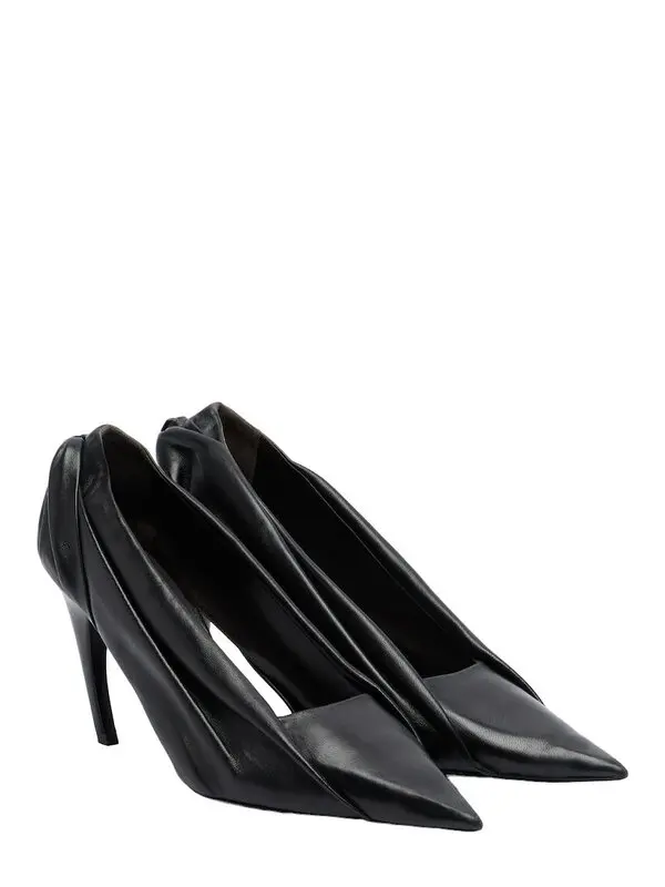 Khaite Eve Draped Leather Pumps - Black