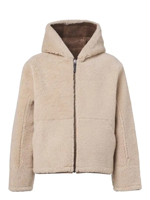 YVES SALOMON Reversible Shearling And Leather Jacket - Beige