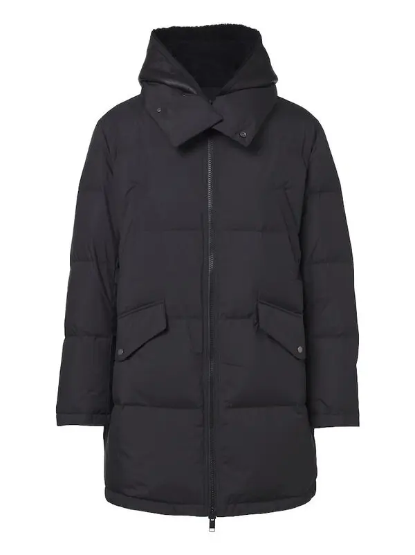 YVES SALOMON Shearling-trimmed Down Coat - Black