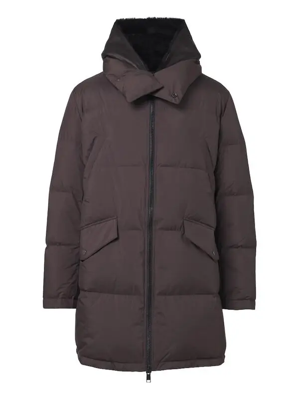 YVES SALOMON Shearling-trimmed Down Coat - Brown