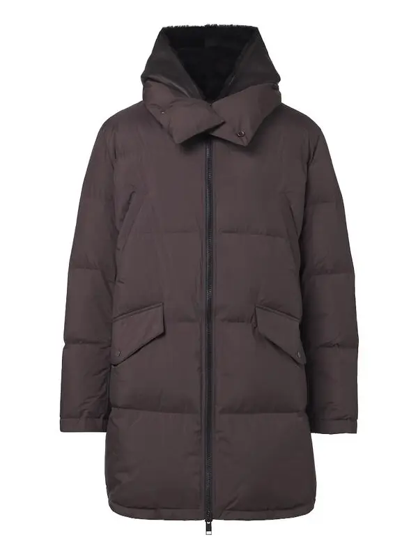 YVES SALOMON Shearling-trimmed Down Coat - Brown