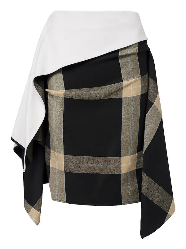 Loewe Asymmetric Checked Midi Skirt - Black