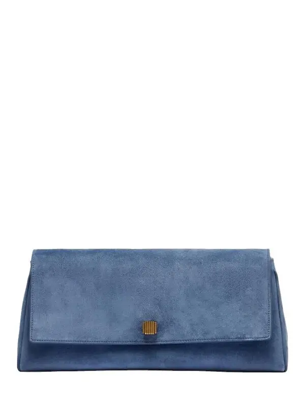 Khaite Audrey Medium Suede Clutch - Blue