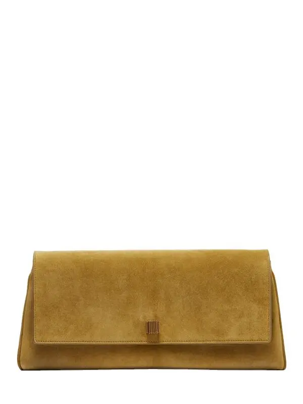 Khaite Audrey Medium Suede Clutch - Yellow