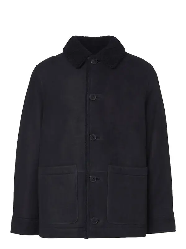 YVES SALOMON Shearling-lined Leather Jacket - Blue