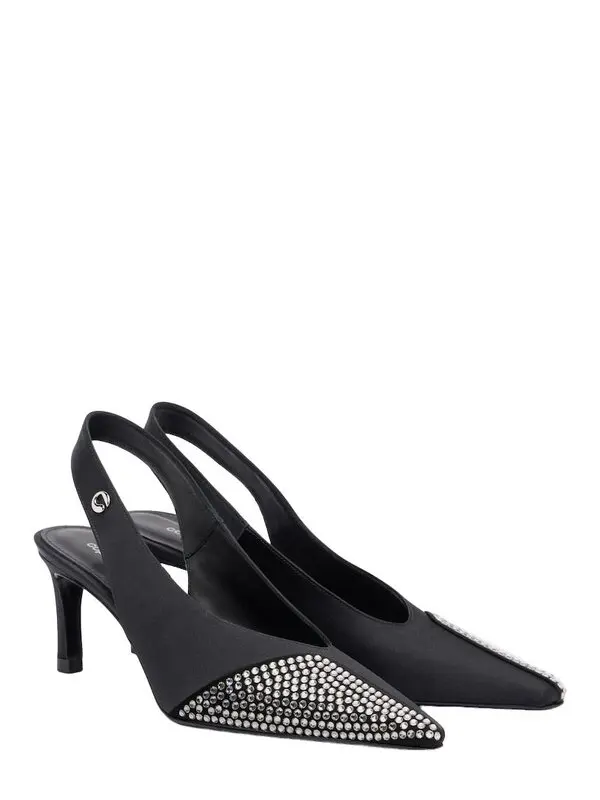 Coperni Crystal-embellished Satin Slingback Pumps - Black