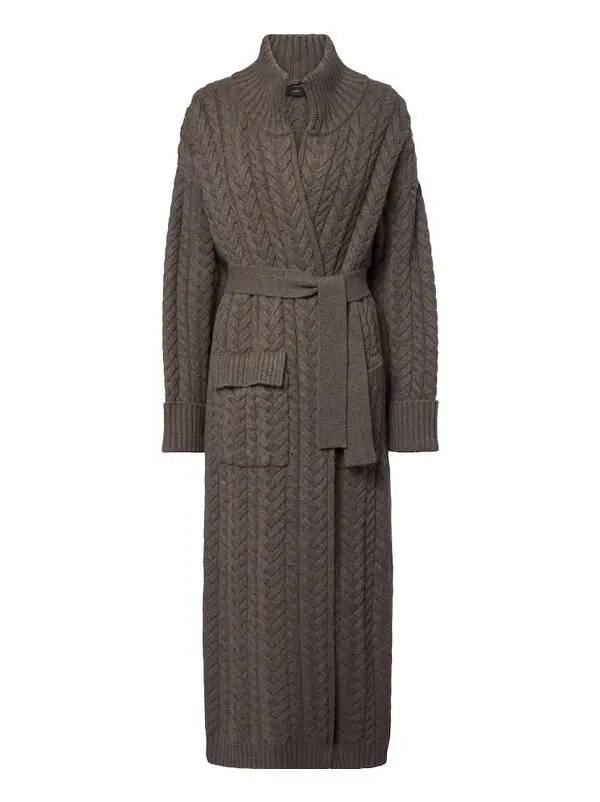 Arch4 Bond Street Cable-knit Cashmere Long Cardigan - Brown