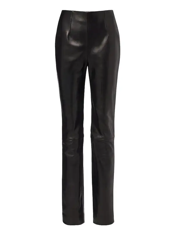 Khaite Ryden Leather Slim Pants - Black