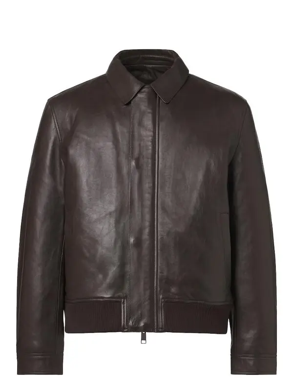 YVES SALOMON Leather Blouson Jacket - Brown